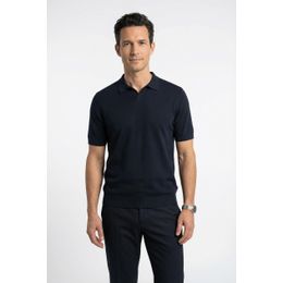 Poloshirt OLYMP "Strick Casual", Herren, Gr. L, marine, Feinstrick, Obermaterial: 50% Baumwolle, 50% Lyocell, unifarben, regular fit h&uuml;ftbedeckend, Rippb&uuml;ndchen, Shirts, mit geripptem Kragen, unifarben