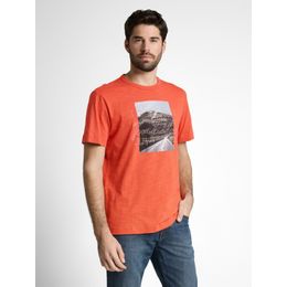 T-Shirt Tom Tailor, Jungen, Gr. M, chili orange, Single Jersey, Obermaterial: 100% Baumwolle, bedruckt, regular fit normal, Rundhals, Shirts T-Shirt, mit Foto Print