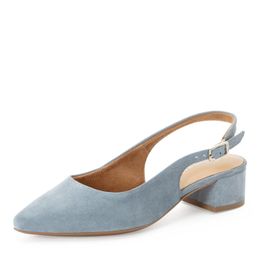 Slingpumps Tamaris, Damen, Gr. 38, hellblau, Veloursleder, Schuhe Slingpumps, Blockabsatz, Abendschuh, Sommerschuh mit verstellbarem Riemchen
