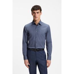 BOSS Herren Businesshemd "Hank", blau, Gr. 41, unifarben, Popeline, Obermaterial: 96% Baumwolle, 4% Elasthan, Hemden, Kentkragen, Slim-Fit,
