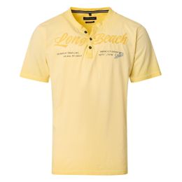 Henleyshirt Casamoda "Casamoda Henley uni", Herren, Gr. XL, gelb, 100% Baumwolle, Shirts