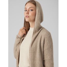 V&eacute;ro Moda VERO MODA Damen Strickjacke "VMDOFFY LS OPEN HOOD CARDIGAN GA NOOS", beige, Gr. S, meliert, Strick, Obermaterial: 94% Polyester, 3% Elasthan, 3%
