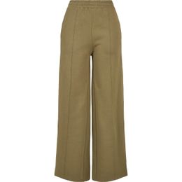 Urban Classics Damen Stoffhose "Urban Classics Damen Ladies Straight Pin Tuck Sweat Pants"tiniolive, Gr. M, unifarben, 65% Baumwolle, 35% Polyester,