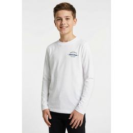 Jack & Jones Langarmshirt JACK & JONES JUNIOR "JJBRANDON TEE LS CREW NECK JNR", Jungen, Gr. 164, hellwei&szlig; print:small print, Single Jersey, Obermaterial: 100% Baumwolle, bedruckt, normal, Rundhals, Shirts Langarmshirt