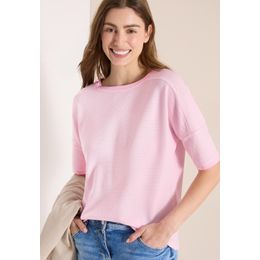 Rundhalsshirt Cecil, Damen, Gr. XL (44), light blush rose, Web, 42% Baumwolle, 42% Polyester, 14% Viskose, 2% Elasthan, gestreift, comfort fit normal, U-Boot-Ausschnitt, B&uuml;ndchen, Shirts Rundhalsshirt, mit U-Boot-Ausschnitt