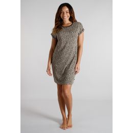 Tom Tailor Damen Nachthemd, Gr. 42braun, mittel, allover, Single Jersey, Obermaterial: 95% Viskose, 5% Elasthan, Kleider, atmungsaktiv, Viskosemix