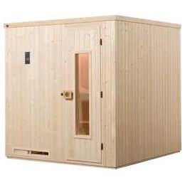 Sauna Weka "Halmstad", beige (natur), Bio-Ofen, externe Steuerung, 7,5 kW, Saunen, 7,5 kW Bio-Ofen mit digitaler Steuerung