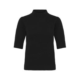 Strickfleece-Pullover oxmo "Strickpullover OXSif", Damen, Gr. S, schwarz, Obermaterial: 44% Polyester Pol. recyc.. 23% Polyacryl PAN. 22% Polyester PES. 8% Wolle WO. 3% Elasthan EL., Pullover