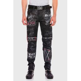 Cipo & Baxx CIPO & BAXX Herren 5-Pocket-Jeans "Jeans", schwarz, Gr. 30, gemustert, 98% Baumwolle, 2% Elasthan, Jeans, im trendigen Design
