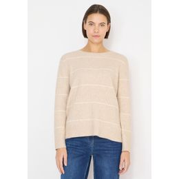 Strickpullover Cecil, Damen, Gr. L (42), desert beige melange, Web, 37% Baumwolle, 34% Polyacryl, 26% Polyester, 3% Elasthan, gestreift, comfort fit normal, Rundhals, B&uuml;ndchen, Pullover Strickpullover, mit Rippstrick-Struktur