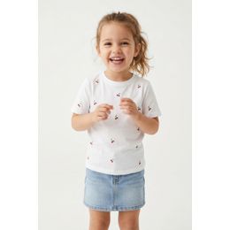 T-Shirt KIDS Only "KOGKETTY LIFE S/S O-NECK TOP JRS NOOS", M&auml;dchen, Gr. 158/164, hellwei&szlig; aop:cherries, Jersey, Obermaterial: 100% Baumwolle, bedruckt, Basic normal, Rundhals, Shirts T-Shirt