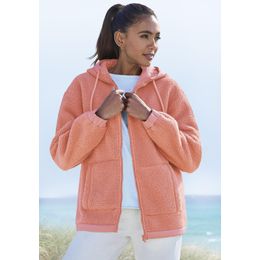 Fleecejacke ELBSAND, Damen, Gr. 38, peach, Obermaterial: 100% Polyester. Kapuzenfutter: 100% Polyester, unifarben, gerade h&uuml;ftlang, B&uuml;ndchen, Jacken Fleecejacke, mit Kapuze