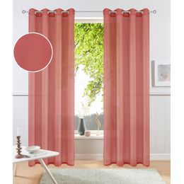 Gardine OTTO HOME "XANA" Gr. 3, orange (terra), B:145cm H:225cm, Voile, Polyester, Gardinen, Gardine, Bestseller, einfarbig, 1 bzw. 2er Set, pflegeleicht, Bestseller