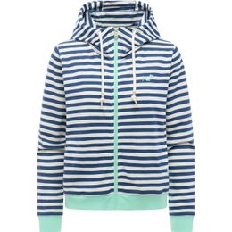 Sweatjacke Ragwear "Parya Stripes", Damen, Gr. M (38), navy, Material: 50% Baumwolle, 50% Elasthan, gerade h&uuml;ftlang, Rundhals, &Auml;rmel ohne &Auml;rmelschlitz Rippstrickb&uuml;ndchen, Sweatjacken Sweatjacke, gestreifte Damen Zipp-Jacke mit s&uuml;&szlig;er Stickerei