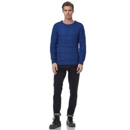 Strickpullover Rusty Neal, Herren, Gr. XL, blau, 70% Polyacryl, 30% Baumwolle, unifarben, normal, Rundhals, Pullover Strickpullover, im modischen Strick-Design