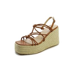 Sandale FINDLAY "AVEIRO", Damen, Gr. 40, cognac, Lederimitat, Schuhe Sandale, mit Riemchen