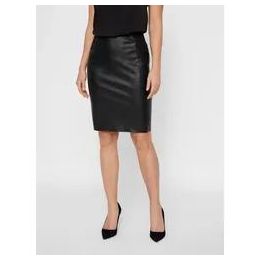 V&eacute;ro Moda Lederimitatrock VERO MODA "VMBUTTERSIA HW COATED SKIRT NOOS", Damen, Gr. S (36), schwarz, Obermaterial: 100% Polyester, unifarben, sehr figurbetont kniefrei, R&ouml;cke