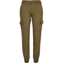 Cargohose Urban Classics "Urban Classics Damen Ladies High Waist Cargo Pants", Damen, Gr. 26, Normalgr&ouml;&szlig;en, summerolive, 98% Baumwolle, 2% Elasthan, unifarben, normal, Hosen Cargohose