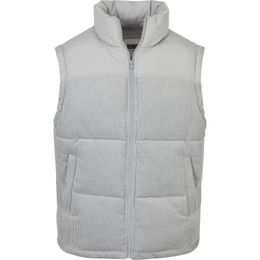 Jerseyweste Urban Classics "Urban Classics Herren Cord Vest", Herren, Gr. L, lightasphalt, 100% Polyester, Rundhals, Westen