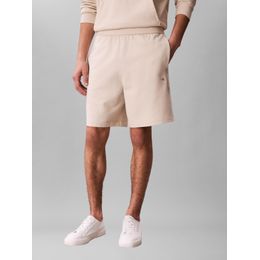 Herren Sweatshorts, beige, Gr. S, Calvin Klein Jeans, unifarben, Sweatware, Obermaterial: 100% Baumwolle, Hosen, Regular Fit, Logo-Badge,