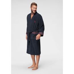 Herrenbademantel Bruno Banani, L:120cm, blau, Walkfrottee, Hausm&auml;ntel, "Roy, ideal f&uuml;r Sauna & Spa, Standardl&auml;nge & &Uuml;berl&auml;nge", farblich abgesetzten