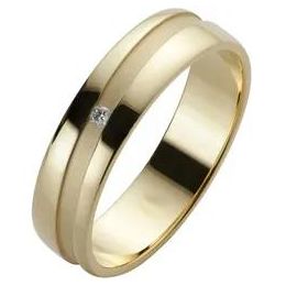 Trauring Firetti "Schmuck Geschenk Gold 585 Hochzeit Ehering Trauring "LIEBE" Gr. 19, gold (gelbgoldfarben), Fingerringe, Damen, 19, 0,02 SI = kleine Einschl&uuml;sse mit Brillant, Gelbgold 585, 5mm, Trauring, Made in Germany, wahlweise mit oder ohne Brillant