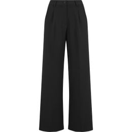 Stoffhose Urban Classics "Urban Classics Ladies Wide Leg Trousers", Damen, Gr. 32, Normalgr&ouml;&szlig;en, schwarz, 94% Polyester, 6% Elasthan, unifarben, relaxed fit, Hosen Stoffhose