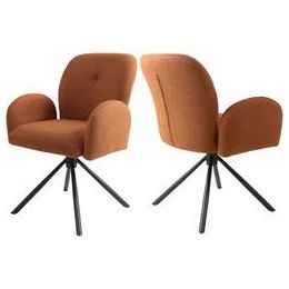 Armlehnstuhl Tom Tailor HOME "PEBBLE ARMCHAIR", schwarz (rusty rot, schwarz, schwarz, slo 10 rusty rot), B:63cm H:87cm T:63,5cm, Metall, Stoff, St&uuml;hle, Armlehnstuhl, Esszimmerstuhl, mit Armlehnen, 4-Fu&szlig;gestell, 140 kg belastbar, drehbar
