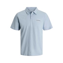Jack & Jones PlusSize Poloshirt "JJBRANDON POLO SS PLS", Herren, Gr. 5XL, celestial blau, Jersey, Obermaterial: 100% Baumwolle, JACK & JONES PLUSSIZE, bedruckt, regular fit, Shirts