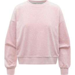 Sweater Ragwear "Wuss Embossed", Damen, Gr. L (40), rosa, Material: 94% Polyester, 6% Elasthan, oversize h&uuml;ftlang, Rundhals, &Auml;rmel ohne &Auml;rmelschlitz Rippb&uuml;ndchen, Sweatshirts Sweater, kuschelig weiches oversized Sweatshirt