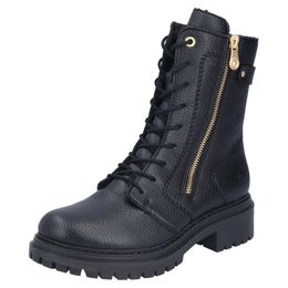 Rieker Damen Winterstiefelette, Gr. 39, schwarz, Lederimitat, unifarben, Schuhe, Schn&uuml;rboots, Schn&uuml;rstiefelette, Blockabsatz, mit markanter