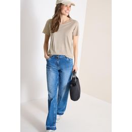 Cecil Damen T-Shirtgrain beige, Gr. S, Shirts, mit Rundhalsausschnitt