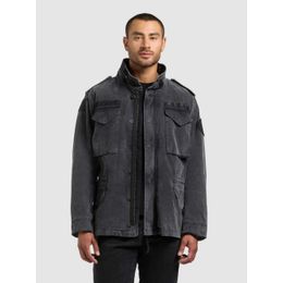 Fieldjacket Khujo "GENE", Herren, Gr. L, schwarz, Web, 100% Baumwolle, unifarben, regular fit h&uuml;ftlang, eingesetzt eingefasste Kante mit Klettverschluss, Jacken