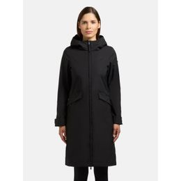 Kurzmantel Khujo "Femke2", Damen, Gr. XL (42), schwarz, Material: 100% Polyester, gerade knieumspielend, hoch geschlossener Ausschnitt, eng normaler Saum mit Druckkn&ouml;pfen, M&auml;ntel Kurzmantel, Modischer Damen &Uuml;bergangsmantel mit Kapuze