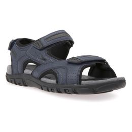 Sandale Geox "UOMO SANDAL STRADA", Herren, Gr. 43, blau (navy, dunkelgrau), Lederimitat, Schuhe Sandale, Sommerschuh, Klettschuh, Outdoorsandale, im Trekking-Look