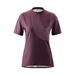Radtrikot Gonso "Adventure Jersey Halfzip W", Damen, Gr. 36, dunkelrot, 88% Polyester, 12% Elasthan, Rundhals, Trikots, Damen Fahrradtrikot, modernes Half-Zip Trikot mit R&uuml;ckentasche