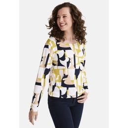 3/4-Arm-Shirt STOOKER WOMEN "MARIE Print Shirt Bluse 3/4-Arm", Damen, Gr. 44/46, gr&uuml;n (gr&uuml;n abstract), Jersey, 100% Baumwolle, regular fit, V-Ausschnitt, Shirts 3/4-Arm-Shirt, Regular Fit Shirt Bluse Baumwolle Shirt Knopfleiste f&uuml;r Damen