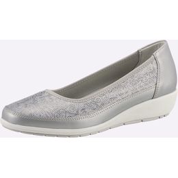 Ballerina CLASSIC, Damen, Gr. 37, silber (silberfarben, gemustert), Glattleder, Veloursleder, Basic, Schuhe Ballerina