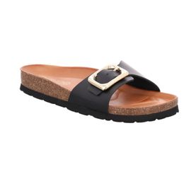 Pantolette Rohde "ALBA", Damen, Gr. 38, schwarz, Leder, unifarben, Schuhe Pantolette, Sommerschuh, Strandschuh, Hausschuh mit vorgeformten Tieffu&szlig;bett
