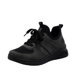 Slip-On Sneaker Rieker, Damen, Gr. 37, grau (anthrazit, schwarz), Lederimitat, Textil, Schuhe, Schlupfschuh, Halbschuh, Freizeitsneaker, weiche MemoSoft-Innensohle