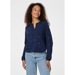 Langarmshirt Ragwear "SANTICA PRINT", Damen, Gr. M, night blau, Jersey, Obermaterial: 48% Viskose, 47% Polyester, 5% Elasthan, bedruckt, normal, V-Ausschnitt, Shirts Langarmshirt, Viskosemischung mit Gummizug und Allover-Print