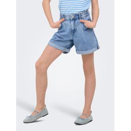Jeansshorts KIDS Only "KOGVEGA REG MOM SHORTS DNM BJBOX NOOS", M&auml;dchen, Gr. 122, N-Gr, light blau denim, Denim/Jeans, Obermaterial: 100% Baumwolle, unifarben, regular fit ca. Mitte Oberschenkel, Jeans Jeansshorts