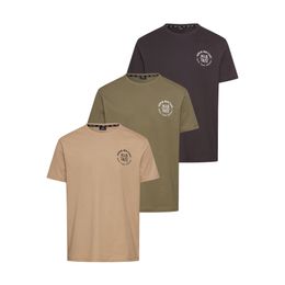 H.I.S. T-Shirt H.I.S, Herren, Gr. 5XL (72/74), khaki, anthra, beige, Single Jersey, Obermaterial: 100% Baumwolle, bedruckt, schmal, Rundhals, gerader Abschluss, Shirts T-Shirt, schmal geschnitten, bedrucktes Design, aus 100% Baumwolle, Topseller