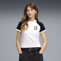 Puma Damen T-Shirt "FUTURE.Puma.ARCHIVE Slim Ringer-T-Shirt Damen", schwarz-wei&szlig;, Gr. S, clean, Obermaterial: 100% Baumwolle. Rippe: 20% Polyester,