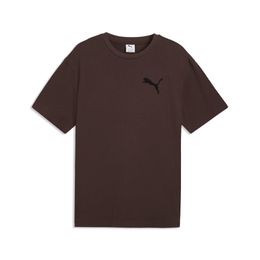 T-Shirt Puma "Essentials Elevated Cat Logo Relaxed T-Shirt Herren", Damen, Gr. L, chocolate braun, Obermaterial: 100% Baumwolle. Rippe: 80% Baumwolle, 20% Polyester, clean, relaxed fit, Rundhals, Shirts T-Shirt