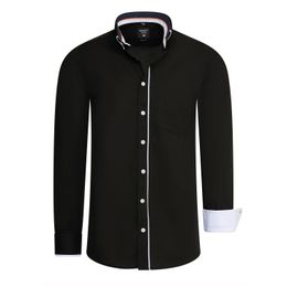 Langarmhemd Rusty Neal, Herren, Gr. XXL, EURO-Gr&ouml;&szlig;en, schwarz, 97% Baumwolle, 3% Elasthan, mehrfarbig, Hemden, im trendigen Kontrast-Design