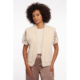 Rino & Pelle RINO & PELLE Damen Fellimitatweste "VITA"birch, Gr. M, unifarben, Web, Obermaterial: 69% Polyamid, 23% Polyester, 8% Viskose, Westen, offen, ohne