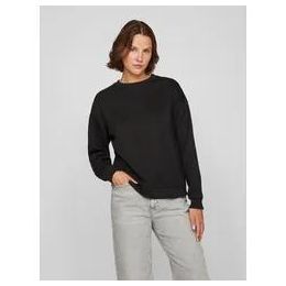 Sweatshirt Vila "VISANDY L/S SWEAT TOP - NOOS", Damen, Gr. XS, schwarz, Sweatware, Obermaterial: 50% Viskose, 44% Polyester, 6% Elasthan, unifarben, regular fit normal, Rundhals, Sweatshirts Sweatshirt, Viskosemischung, regular fit