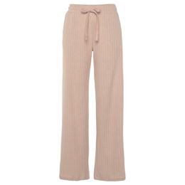 Lascana Damen Homewearhose, Gr. 36, beige, Rippware, Obermaterial: 56% Polyester, 41% Viskose, 3% Elasthan, meliert, unifarben, Hosen,