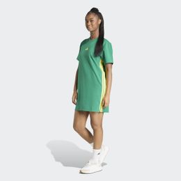 Shirtkleid adidas Sportswear "ESSENTIALS -, 3-STREIFEN, SINGLE JERSEY", Damen, Gr. S, N-Gr, bold gr&uuml;n, bright gelb, Obermaterial: 93% Baumwolle, 7% Elasthan, Kleider Shirtkleid